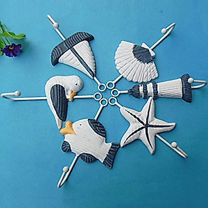 Cabilock 4pcs Mediterranean Wall Hooks Nautical Wall Decor Decorative Single Coat Hanger for Beach Coastal Theme Party Supplies