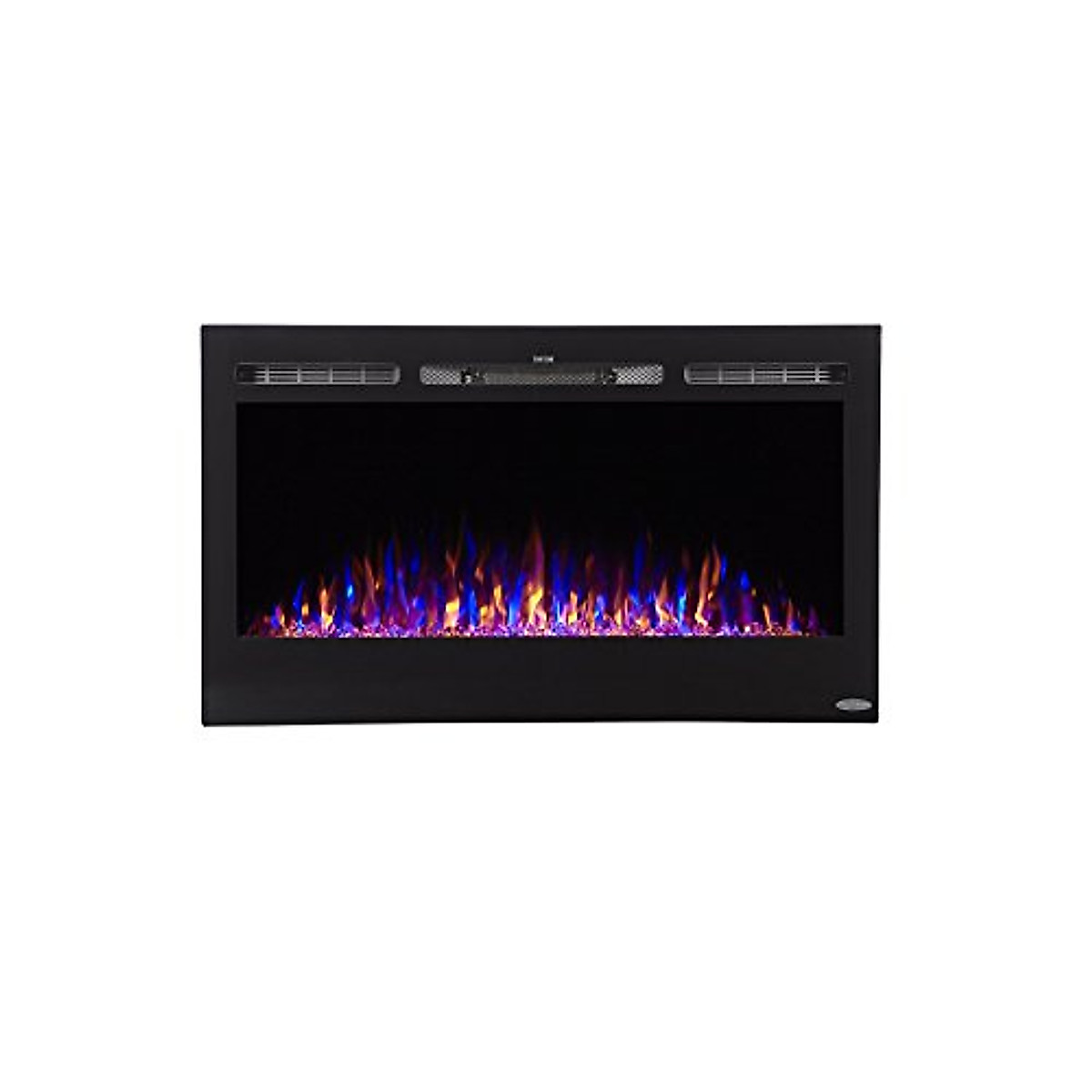 Touchstone Smart Electric Fireplace-The Sideline 36 Inch Wide-in Wall Recessed-30 Realistic Ember Color/Flame Options-1500W Heater w/Thermostat-Black-Log & Crystal Hearth Options -Alexa/WiFi Enabled