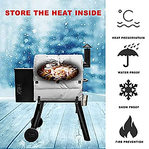 Grill Thermal Insulated Blanket for Traeger Pro 575 Traeger Pro 22, Pro 20 Series and Lil' Tex Elite, Pellet Insulation Blanket Compatible with BAC344 BAC626 for Winter Cooking (23.5 inch)
