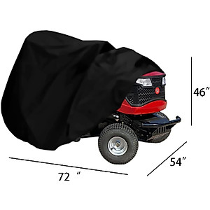 Lawn Mower Cover,Riding Lawn Mower Cover for Rider Garden Tractor.Outdoor Heavy Duty Protects Against Water, UV, Dust, Dirt, Wind.72 L x 54" W x 46" H (Black)