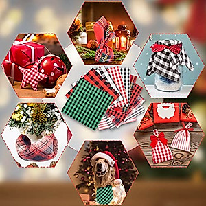 ZYP 20 Pcs Christmas Cotton Fabric Squares, 10 x 10 Inch Christmas Plaid Buffalo Check Fabric Precut Scraps for Christmas DIY Craft Sewing Quilting