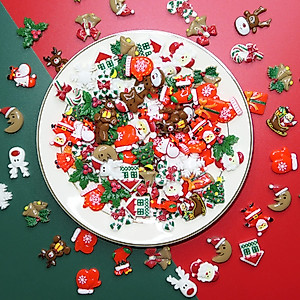 HADDIY Christmas Resin Charms for Crafts,100 Pcs Flatback Slime Charm Beads Miniature Ornaments for Christmas Embellishments,Craft Supplies and Mini Christmas Decorations