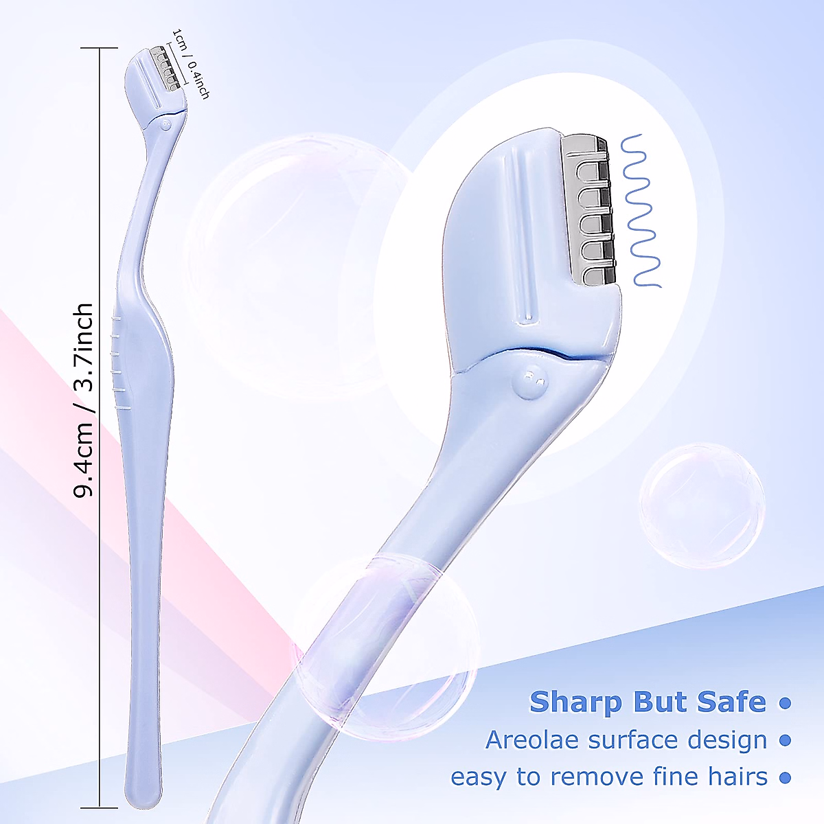 Eyebrow Razor Mini Eyebrow Razor Trimmer Female Face Shaver Lip Hair Remover with Precision Cover Small Shaver for Women Makeup Face Care Tools(Clear, Clear Purple, Light Blue)