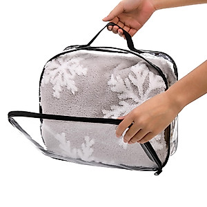 Fasmov 6 Pack Large Clear Travel Packing Cube, See-Through PVC Organizer, Vinyl Zippered Storage Bags Multipurpose Pouch with Handle for Suitcase Pants, Cashmere, Sweaters Shirts Dress Storage