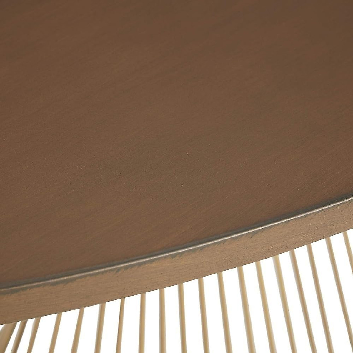 Oakestry 68" Oval Wooden Dining Table with Metal Wire Casing Base Elegant and Modern Style for 6 People Bronze Finish Contemporary Dining Table for Home or Kitchen