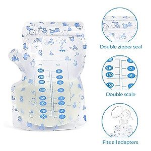 Breastmilk Storage Bags, 120 Pcs Breast Milk Bags for Freezing, Self-Standing BPA & BPS-Free, Leak Proof Double Zipper Seal, Spout & Thickened Design, Breast Feeding Essentials- 8 Oz