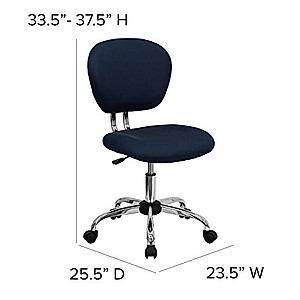 Flash Furniture Beverly Mid-Back Navy Mesh Padded Swivel Task Office Chair with Chrome Base