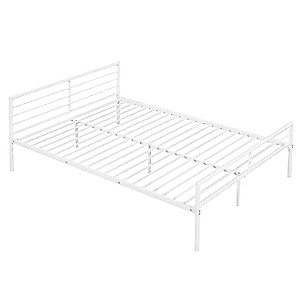 HYC Twin Over Full Bunk Beds with Desk, Heavy Study Metal Bunk Beds Twin Over Full Size, Convertible Into a Loft Bed and a Platform Bed