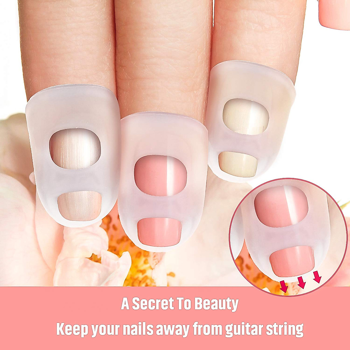 Frienda 40 Pieces Guitar Fingertip Protectors Silicone Finger Guards Anti-slip Finger Protection Covers Caps for Stringed Instruments Guitar Mandolin Bass Counting Sewing, 5 Sizes