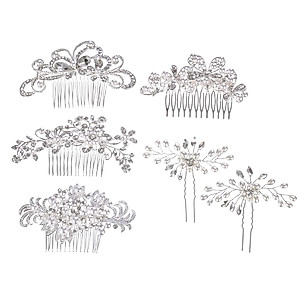 inSowni 32 Pack Silver Wedding Hair Side Combs+U-shaped & Twist Bridal Hair Pins Pieces Accessories Rhinestone Pearls for Women Girls Brides Bridesmaids