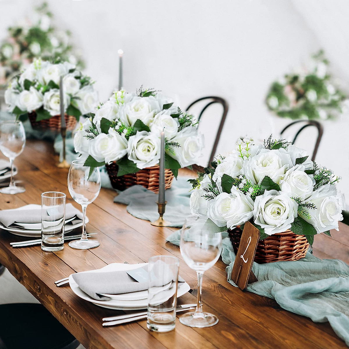 Sziqiqi Pack of 10 Fake Flower, Silk Rose Flowers, Suit for Wedding/Party Centerpiece Road Lead Flower Rack Decorations, 10 Pieces