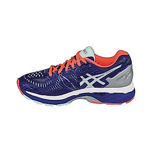 ASICS Women's Gel-Kayano 23 Lite-Show Running Shoe, Blue/Silver/Flash Coral, 6 M US