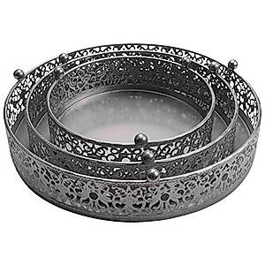 Nvanvmm 3 Pieces Cake Stands Set Round Cupcake Stands Set Iron Wedding Brithday Party Celebration Dessert Display Plates Silver, Gold,silver