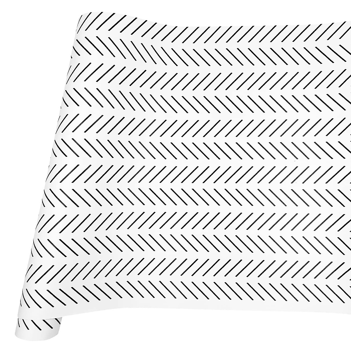 Yifasy Black and White Shelf Liner 9.8 ft Roll Self-Adhesive Wallpaper Bias Revamp Furniture Wall Surface Drawer Sticker 17.7 Inch Wide (S-118.1x17.7 Inch)