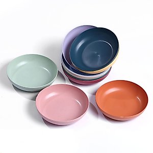 WANBY Plastic Plates 10 Pcs Lightweight 5.6" Plastic Plates Unbreakable Dinner Dishes Plates Set Dishwasher & Microwave Safe
