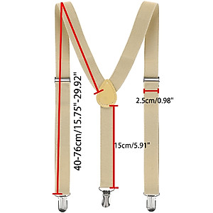Allegra K Women's Suspenders Metal Clips Adjustable Elastic Band Y Shaped Suspender One Size Khaki Color