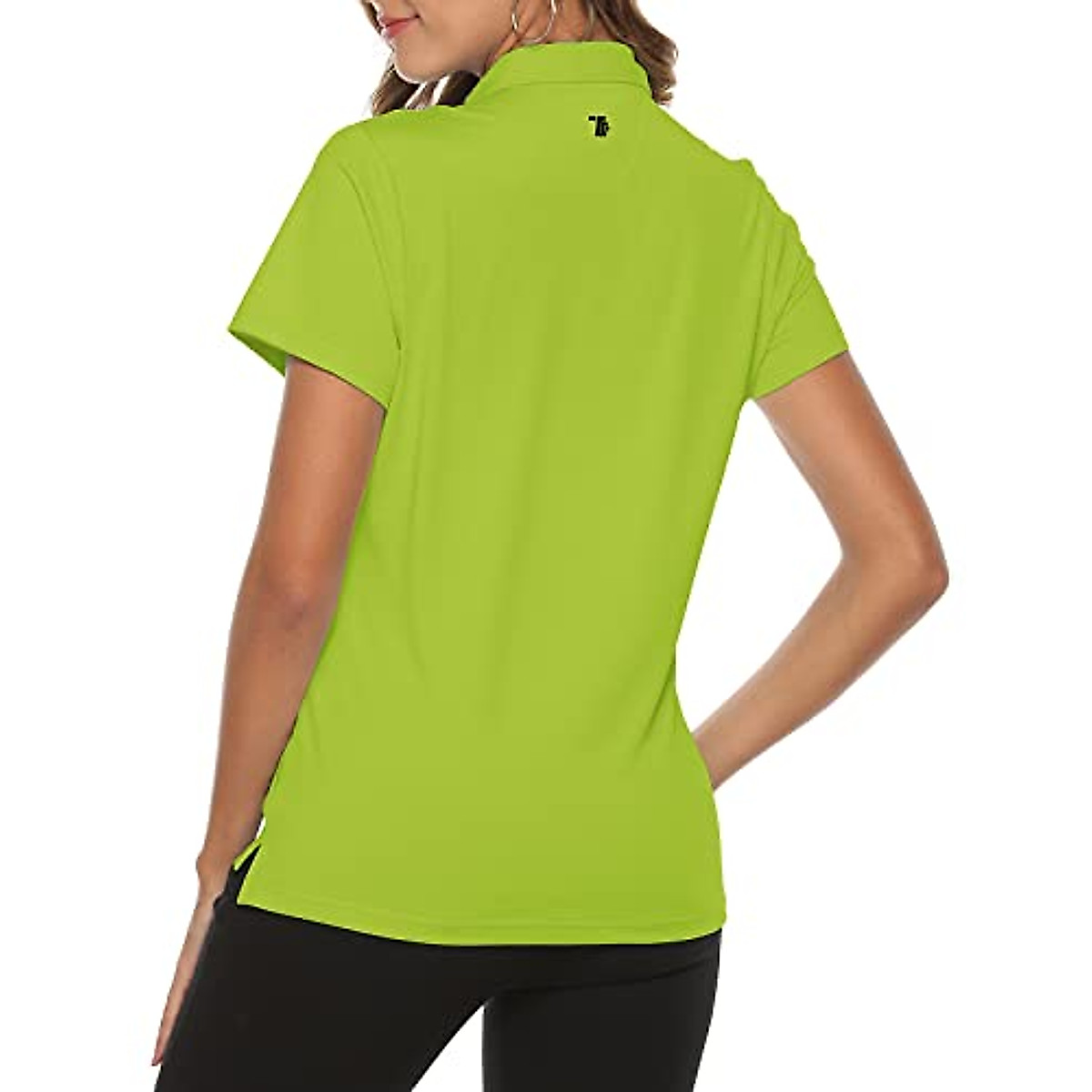 Rdruko Women's Golf Polo T Shirts Lightweight Moisture Wicking Short Sleeve Shirt Quick Dry 4-Button(Green, US S)