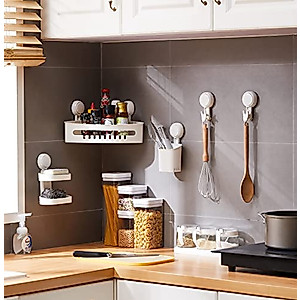 Shower Caddy Suction Cup Set, No-Tool No-Drill No Glue Installation Shower Organizer Set, Removable Suction Corner Shower Shelf Set, Kitchen Organizer Set, Bathroom Caddy Set - Pack of 5, White, Including Corner Caddy, Double Layer Soap Dish, Toothbrush/T