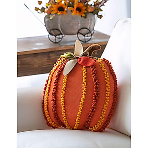 Cypress Home Beautiful Thanksgiving Fall Pumpkin Shaped Comfortable Pillow - 16 x 4 x 17 Inches Indoor/Outdoor Decoration for Homes, Yards and Gardens