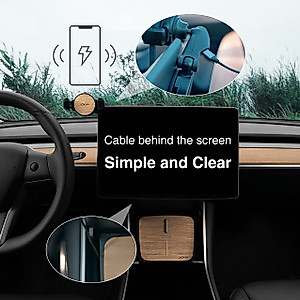 JOWUA 480° Rotation Car Mount with Wireless Charging 10w for Tesla Model 3 & Model Y, Compatible with Phone 13 Pro Max, iPhone 13 Pro and Other 4.7-6.5'' Smartphones