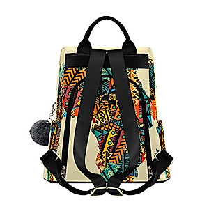 Jucciaco African Map Ethnic Backpack Purse for Women Travel Shoulder Bag Casual Lightweight Backpack for Women