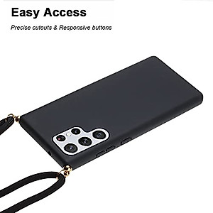 Shinyzone Crossbody Phone Case Compatible with Samsung Galaxy S22 Ultra 5G,Soft Slim Silicone TPU Case with Shoulder Strap Adjustable Necklace Lanyard Cord Protective Cover,Black