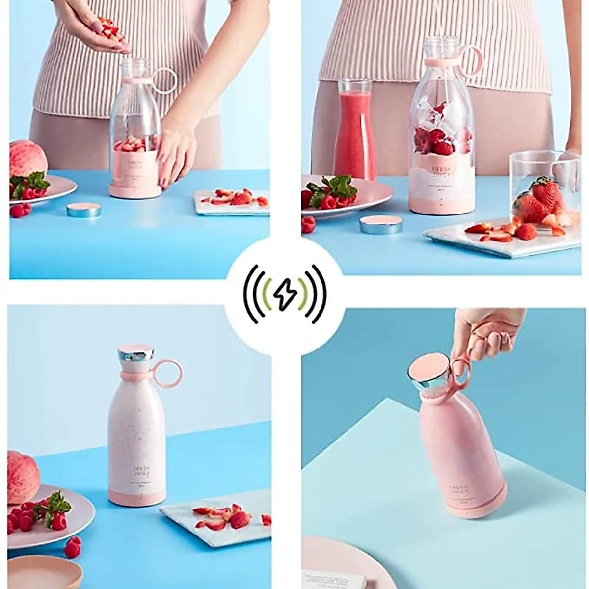 Portable Fruit Blender, Fresh Juice Blender, Personal Size Blender, Fresh Juice Extractor, Battery Powered Usb Blender, White
