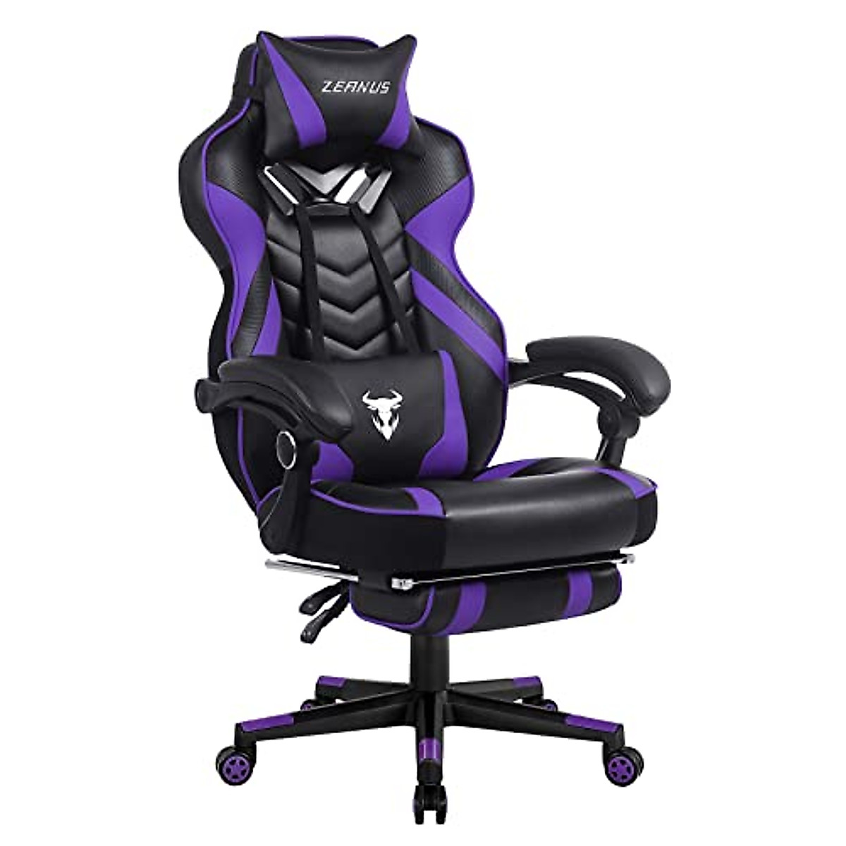 Purple Gaming Chair, Reclining Computer Chair with Footrest, High Back Gamer Chair with Massage, Large Computer Gaming Chair, Racing Style Desk Chair for Gaming, Big and Tall Gaming Chairs for Adults
