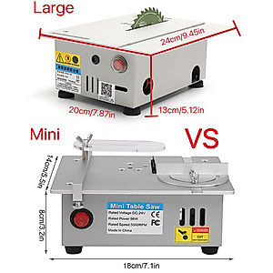 Bachin Mini Hobby Table Saw Handmade Woodworking Bench Saw 1/2" Adjustable Cut Depth, Seven Speed Adjustable Power Supply, Small Hobby Table Saw for Miniature Wood Craft Cutting