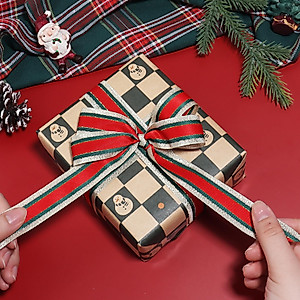 Hiswan Christmas Red and Green Plaid Ribbon, 1 Inch Wide x 25 Yards, Polyester, Classic, Christmas