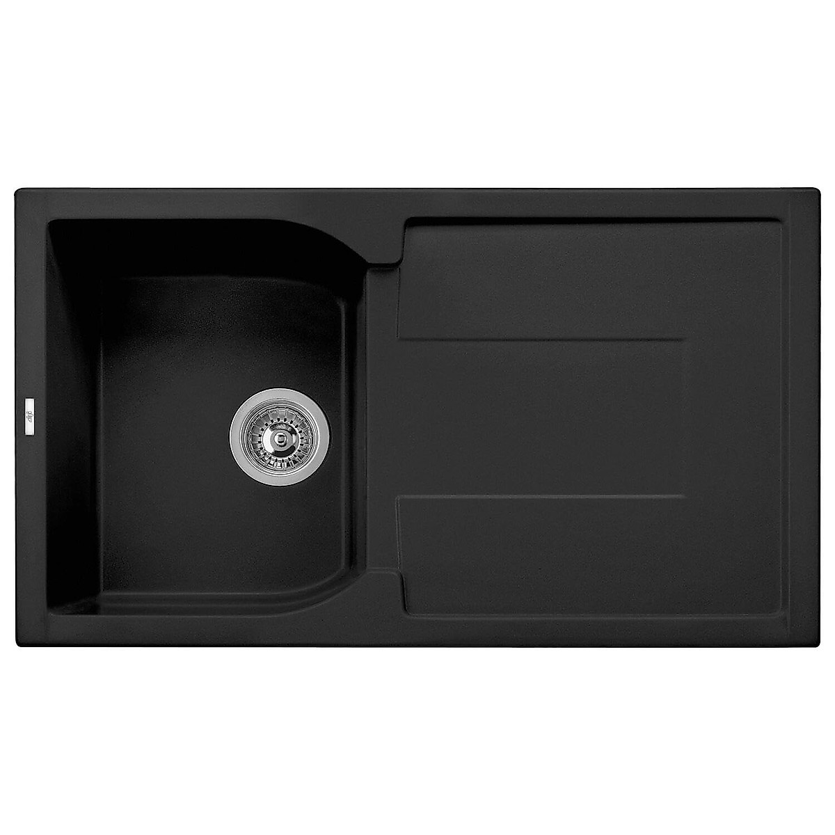 Alfi Brand AB1620DI-BLA Black 34" Single Bowl Granite Composite Kitchen Sink with Drainboard