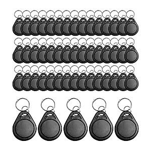 50Pcs RFID Key Fob, 125khz Writable Rewritable Id Card Token Tags Hotel Key Door Lock Entry Access Control System Wholesale T5577 Fob Tag for RFID Writer(Black)