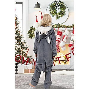 Petrella Animal Kids Onesie Cute One Piece Pajamas Halloween Costume Chrismas Cosplay Sleepwear Unisex for Boys & Girls - wolf
