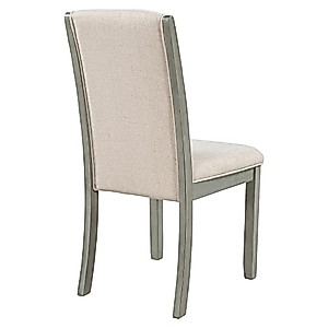 LUMISOL Upholstered Dining Chairs Set of 4, High Back Padded Dining Chairs with Solid Wood Legs, Modern Linen Fabric Kitchen Chairs (Gray + Beige)
