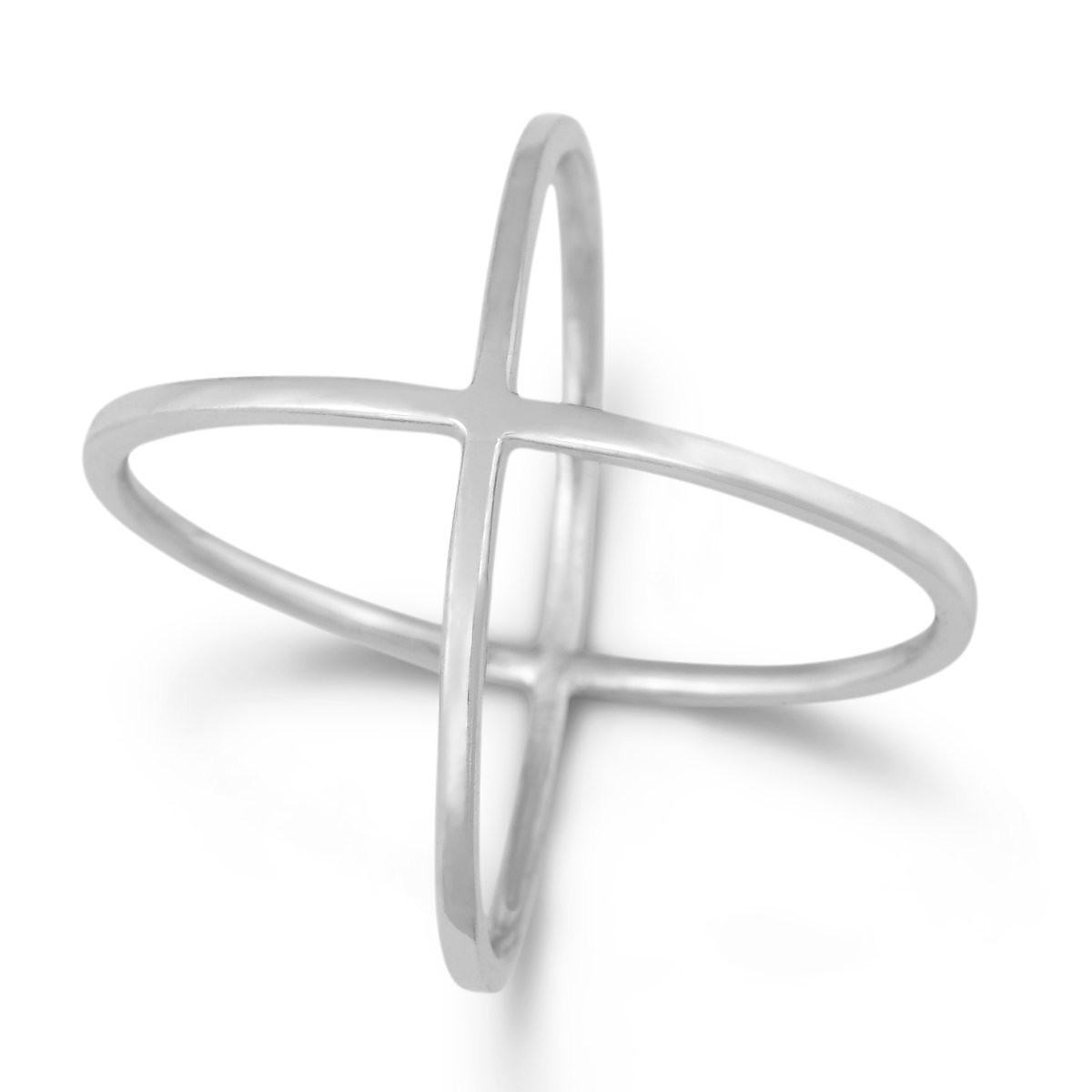 Sterling Silver High-Polish "X" Criss-Cross Long Ring (Size 7)