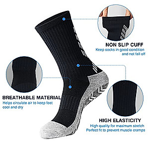 Men's Soccer Socks, 4 Pcs Anti Slip Soccer Socks,for Football Basketball Sports Grip Socks-Gift: Football Backpack(Random Color)