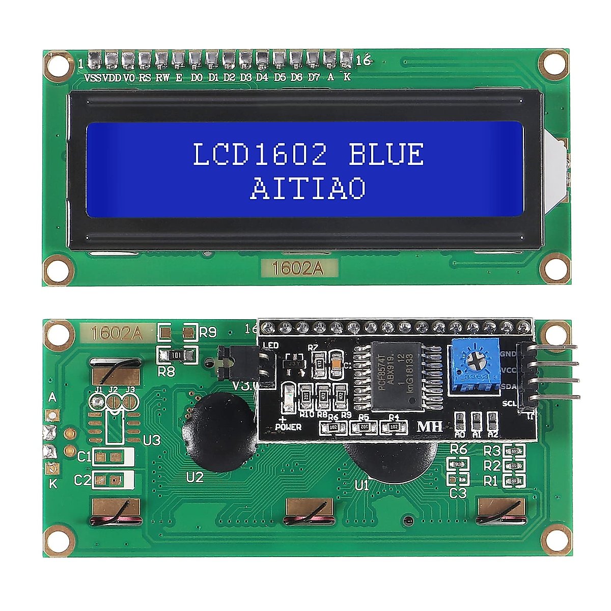 AITIAO 3 Pack 1602 LCD Display Module IC I2C TWI 16x2 Characters Serial Interface Adapter LCD Module for Raspberry Pi DIY Project IoT (Blue Display)