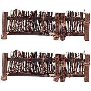 Hemoton Xmas Tree Gate 2 pcs Natural Miniature Picket Fence Micro Landscape Ornaments for DIY Dollhouse Decoration Outdoor Plant Pots Bonsai Decoration Christmas Picket Fence