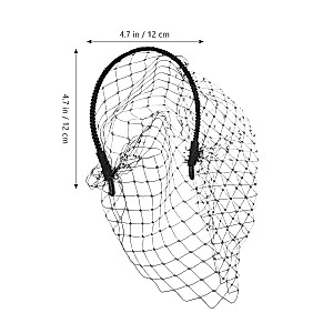 Lurrose Headband with Black Veil Hair Hoop Headband Simple Elegant Mesh Headdress for Woman Girl (Black)