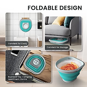 Portable Washing Machine, Mini Washing Machine with 10L Foldable Laundry Bucket,Portable Ultrasonic Turbo Washer by for Socks Underwear, Travel Business Trip or College Rooms