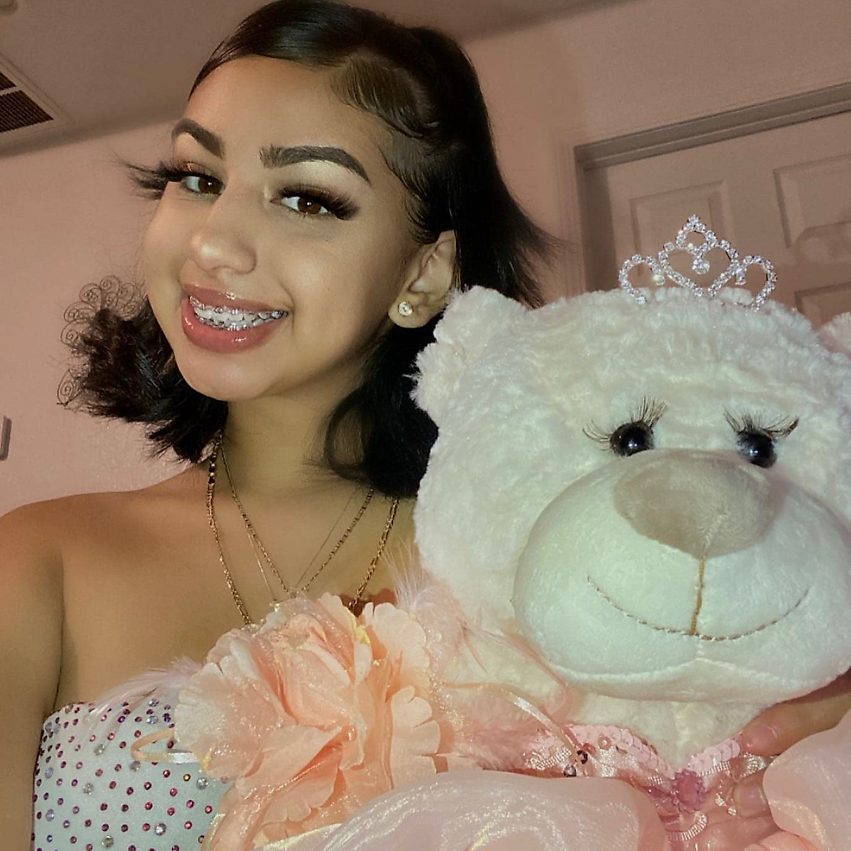 KINNEX 20" Quince Anos Teddy Bear in Lavender Dress - Collectible Last Doll Centerpiece (B16831-5)