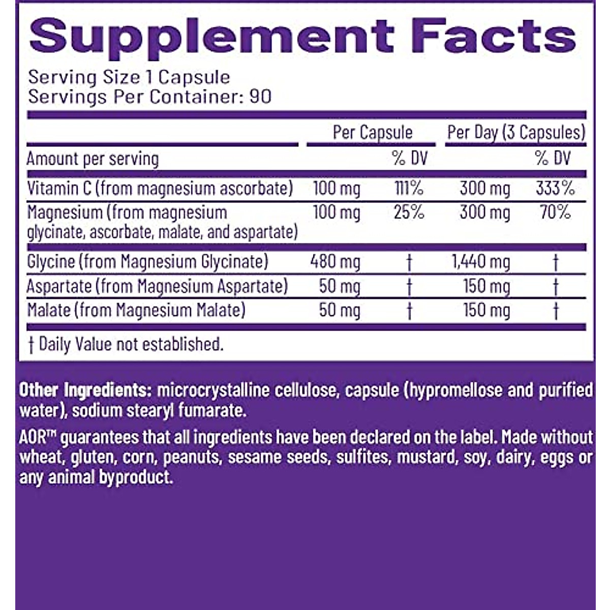 AOR, Advanced Magnesium Complex, Dietary Supplement, Promotes bone and cardiovascular health, muscle and nerve function, 90 Capsules (90 Servings)