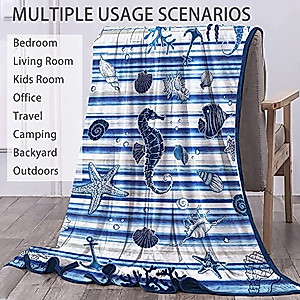 Cooling Blankets for Hot Sleepers, Night Sweats Summer Blanket Lightweight Double Sided Cool Effect, Soft Cold Blankets for Hot Sleepers Sleeping 51"x67" Absorb Heat Keep Cool(Ocean Theme)