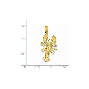 IceCarats 14K Yellow Gold Lobster Necklace Charm Pendant 36mm x 14mm Only