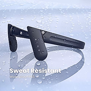 Mu6 Ring Open Ear Air Conduction Headphones, Wireless Bluetooth Headphones with Microphone, Sweat Resistant Sports Headphones, 10+ Hours Playtime Headset for Music/Gaming//Running/Working