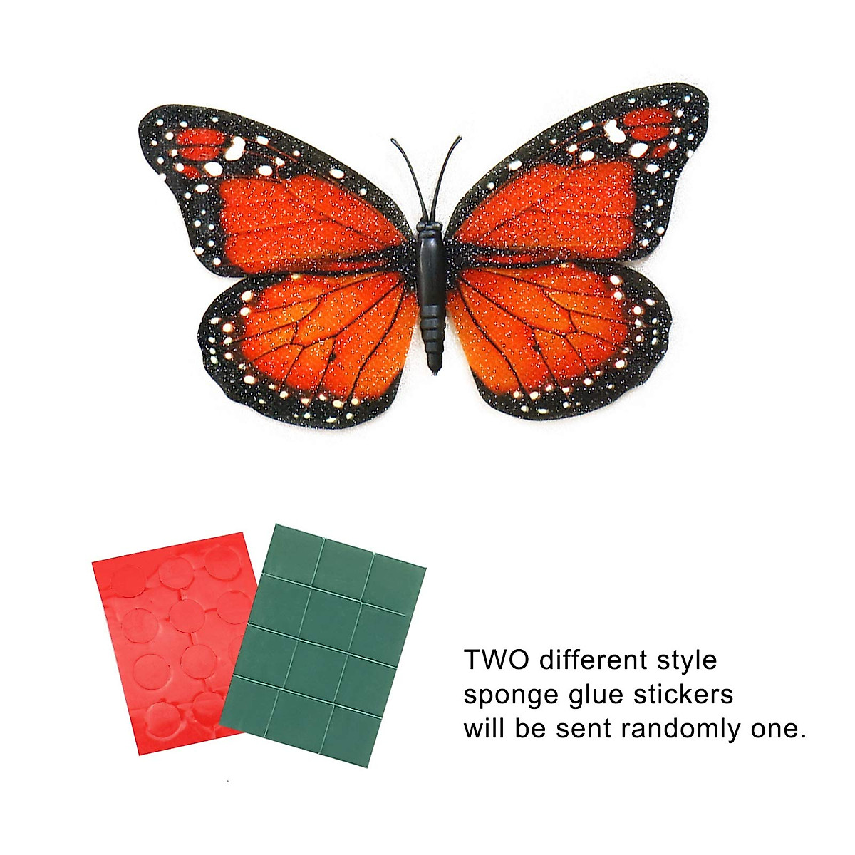 AQUEENLY Monarch Butterfly Decorations, 4.72'' Orange Premium Artificial Monarch Butterfly to Decorate for Craft, Home, Wall, Wedding, Party (12 Pcs)