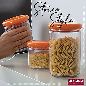 OMADA Acrylic Airtight Storage Container: Sugar Flour Container and Pasta Container - Storage Jar for Food Toiletries Office Supplies - Dishwasher Safe Storage Container Cylinder - 16 Oz – Violet Lid