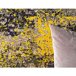 Unique Loom Estrella Collection Distressed, Abstract, Dark Colors, Modern Area Rug, 3 ft 3 in x 5 ft 3 in, Gray/Beige