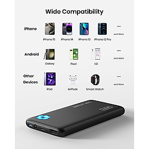 INIU Portable Charger, 20W PD3.0 Fast Charging Slimmest 10000mAh Power Bank, USB C in/Out QC4+ Battery Pack, Portable Phone Charger for iPhone 15 14 13 12 11 Pro Samsung S22 S21 Google AirPods iPad