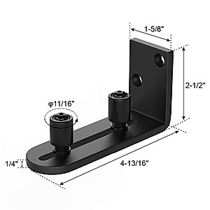 WINSOON New Sliding Barn Door Floor Guides Adjustable Stay Roller Hardware Kit,Smooth Ball Bearings,Flat Bottom Design,Flush with Floor, Wall Mount Roller Guide for Small Space,Black